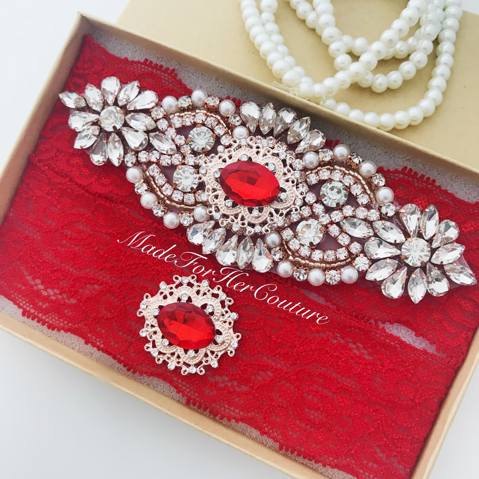 Red Wedding Garter Bridal Garter Set Red Garter Set Red | Etsy