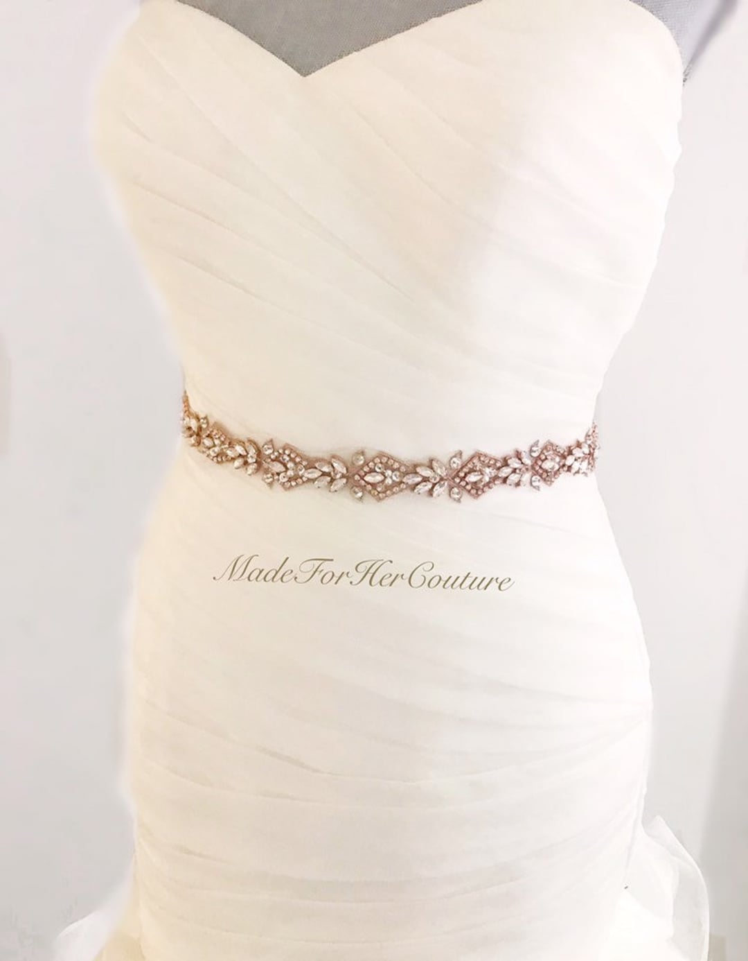 Opal Wedding Belt Rose Gold - Dainty Wedding Dress Belt - Bridal Belt ...