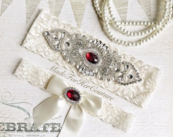 Red Wedding Garter | Etsy