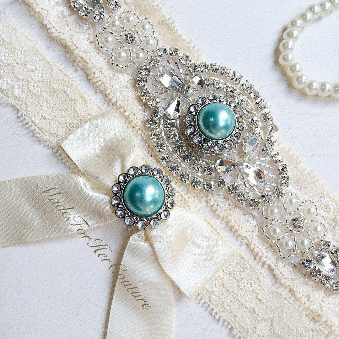 Light Blue Wedding Garter Light Blue Bridal Garter Set - Etsy