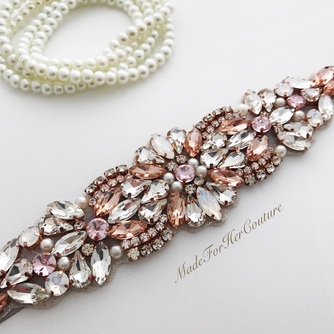 Rose Gold Silver Sash Rose Gold Belt Rose Gold Bridal Belt - Etsy