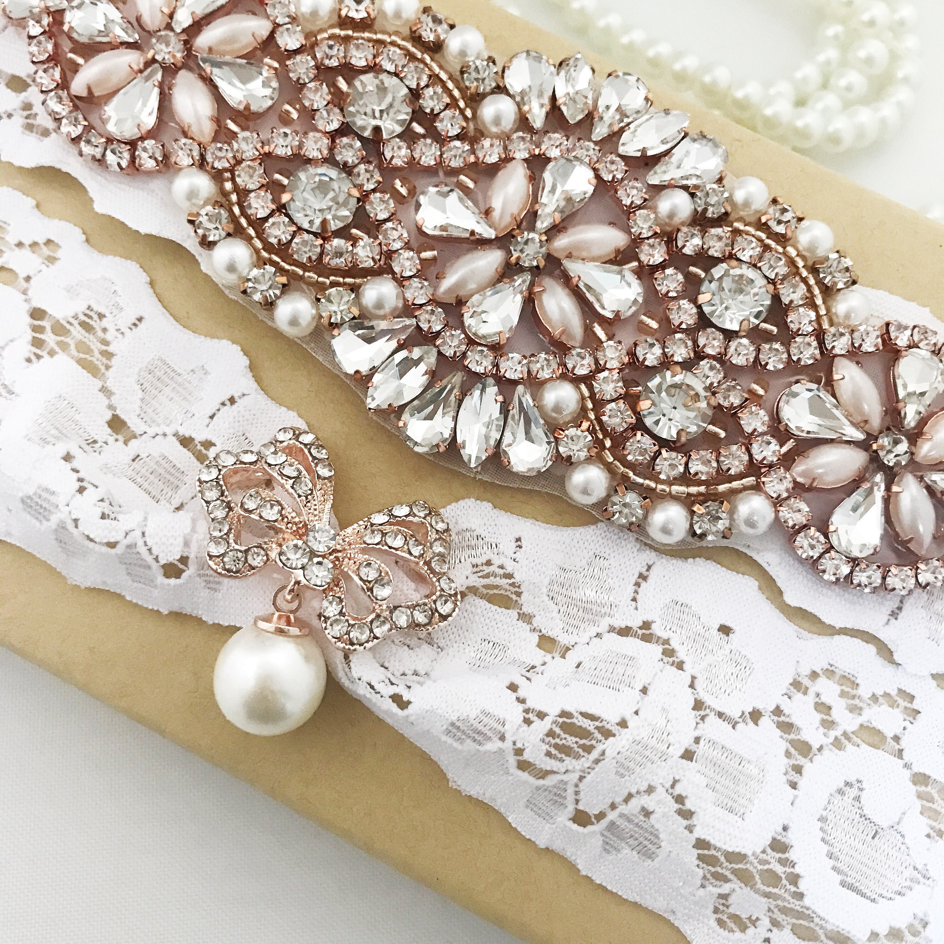 Rose Gold Wedding Garter Rose Gold Bridal Garter Set Rose - Etsy