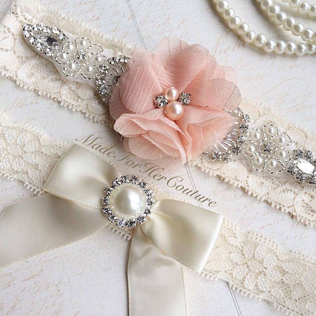 Peach Wedding Garte-stretch Lace Garter-bridal Garter-lace Garter ...