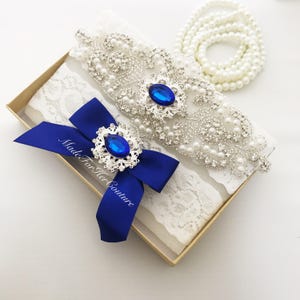 Royal Blue Wedding Garter/bridal Garter Set - Something Blue - Etsy
