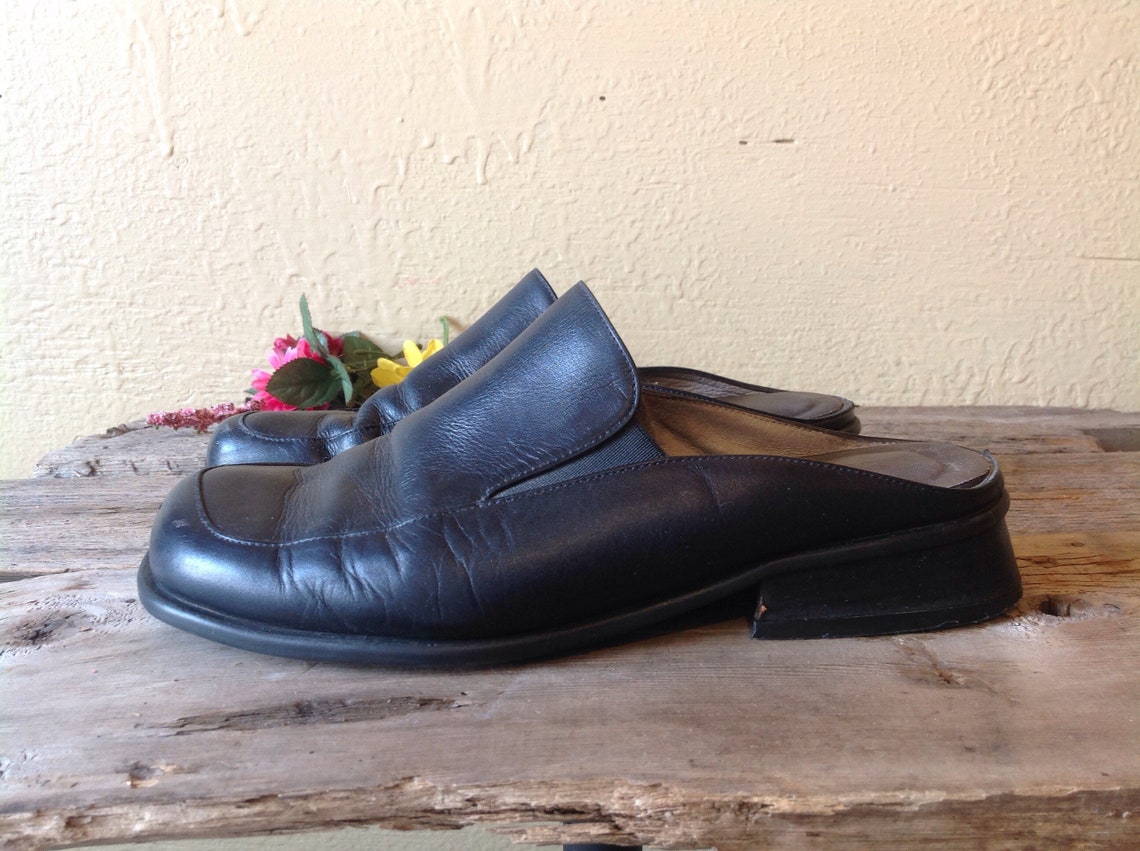 Vintage 90s/Mules leather Beautifeel®/Sz 37 EU/flat soles | Etsy