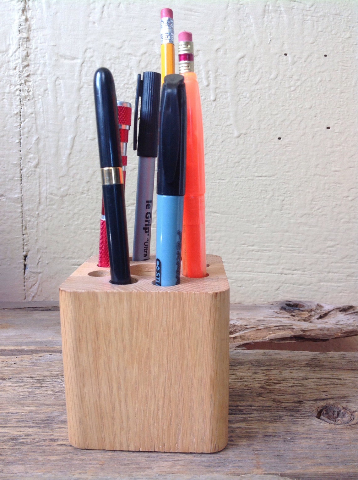 Cube Pencil Holder Minimalist Format in Vintage Oak - Etsy UK