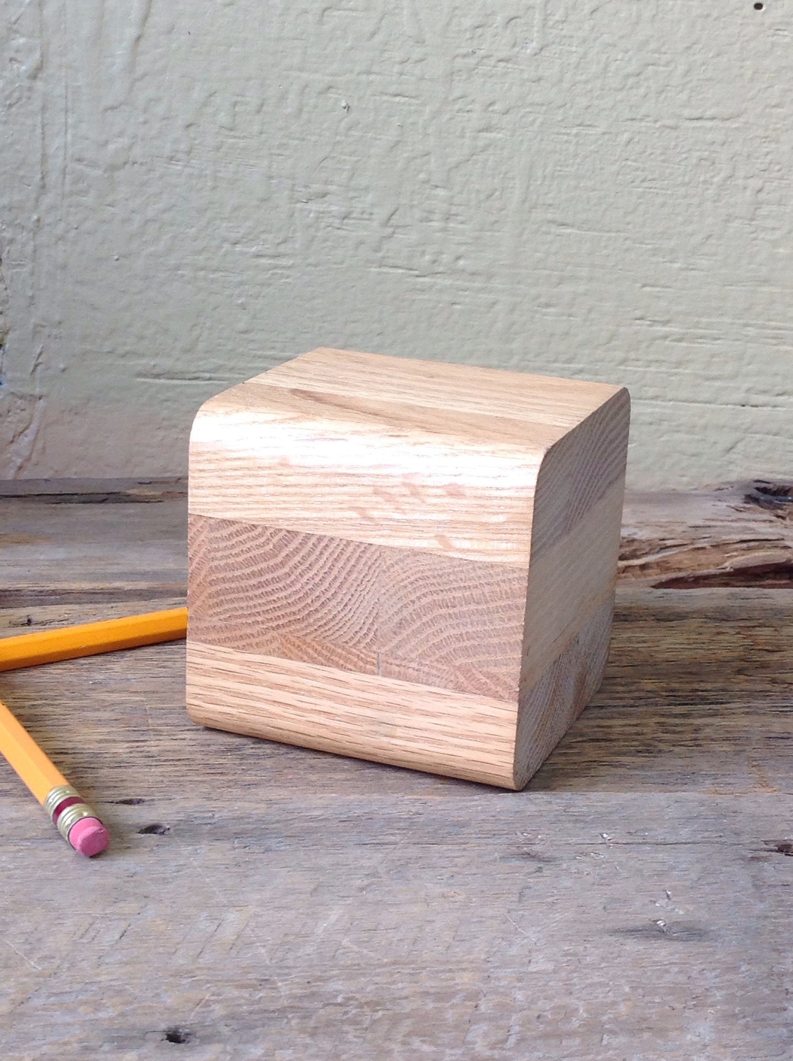 Cube Pencil Holder Minimalist Format in Vintage Oak - Etsy UK