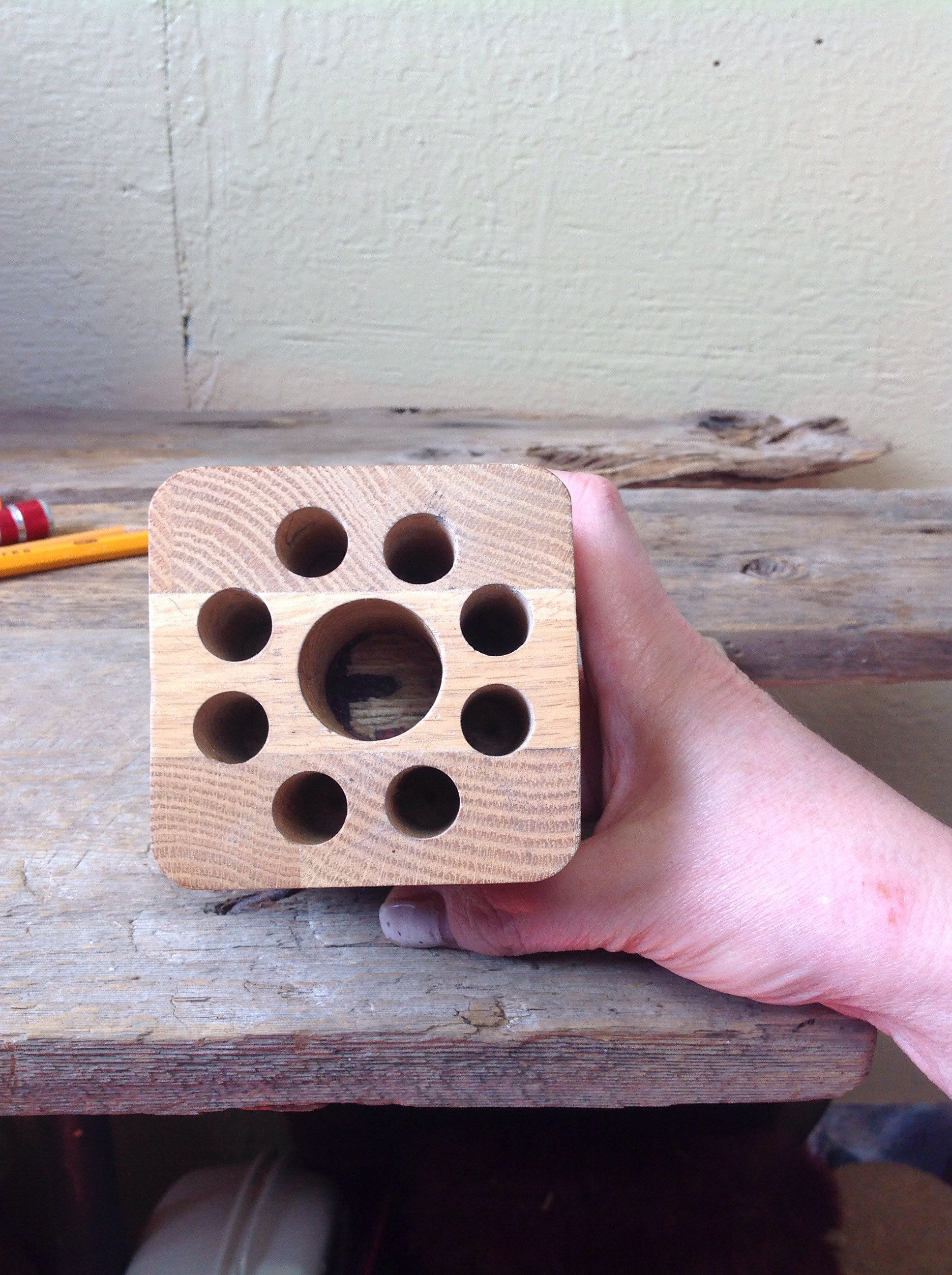 Cube Pencil Holder Minimalist Format in Vintage Oak - Etsy UK