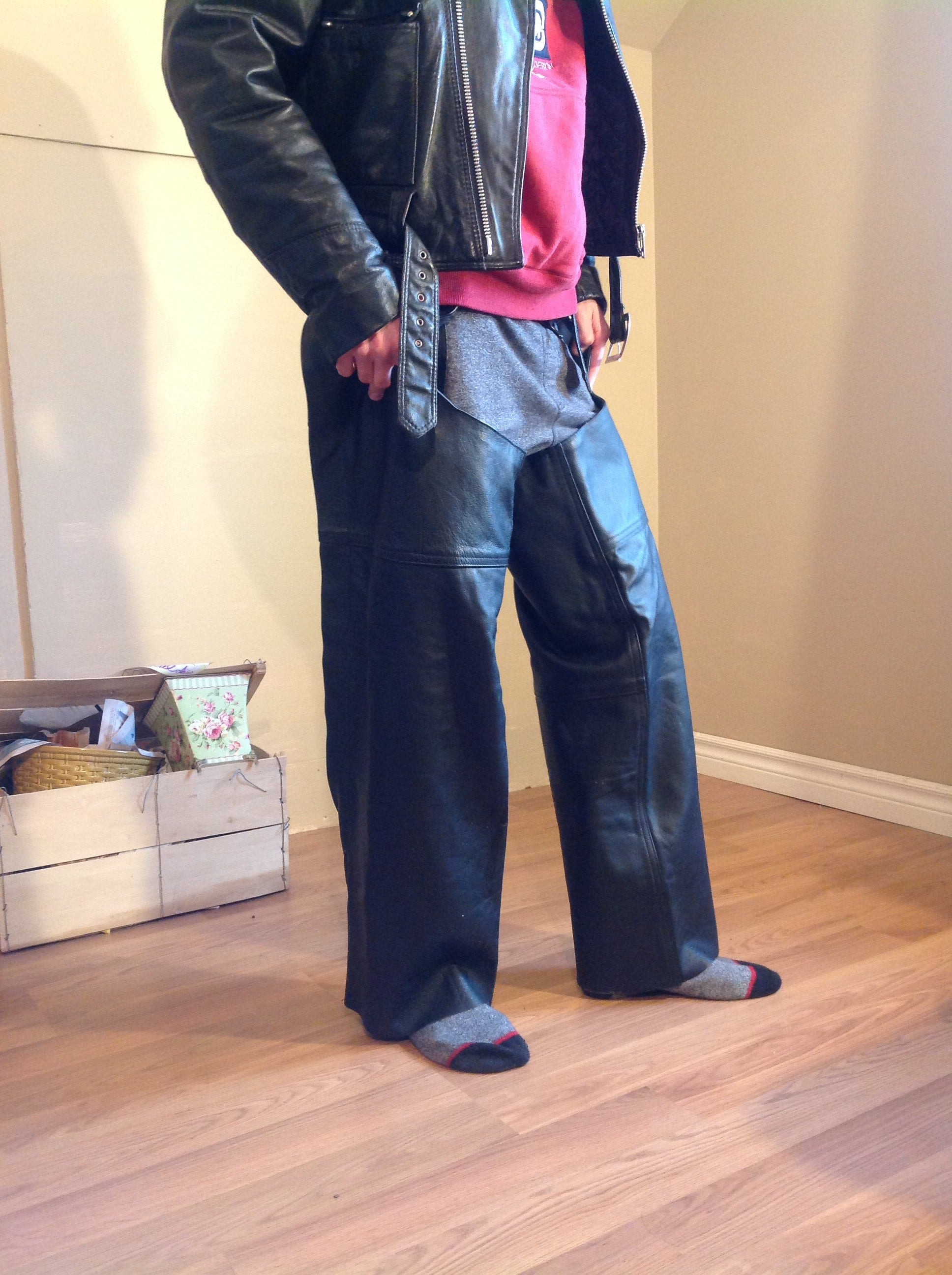 Men's Chaps/genuine Leather Leggings/motorcycle Tracksuit/riding/rocker ...