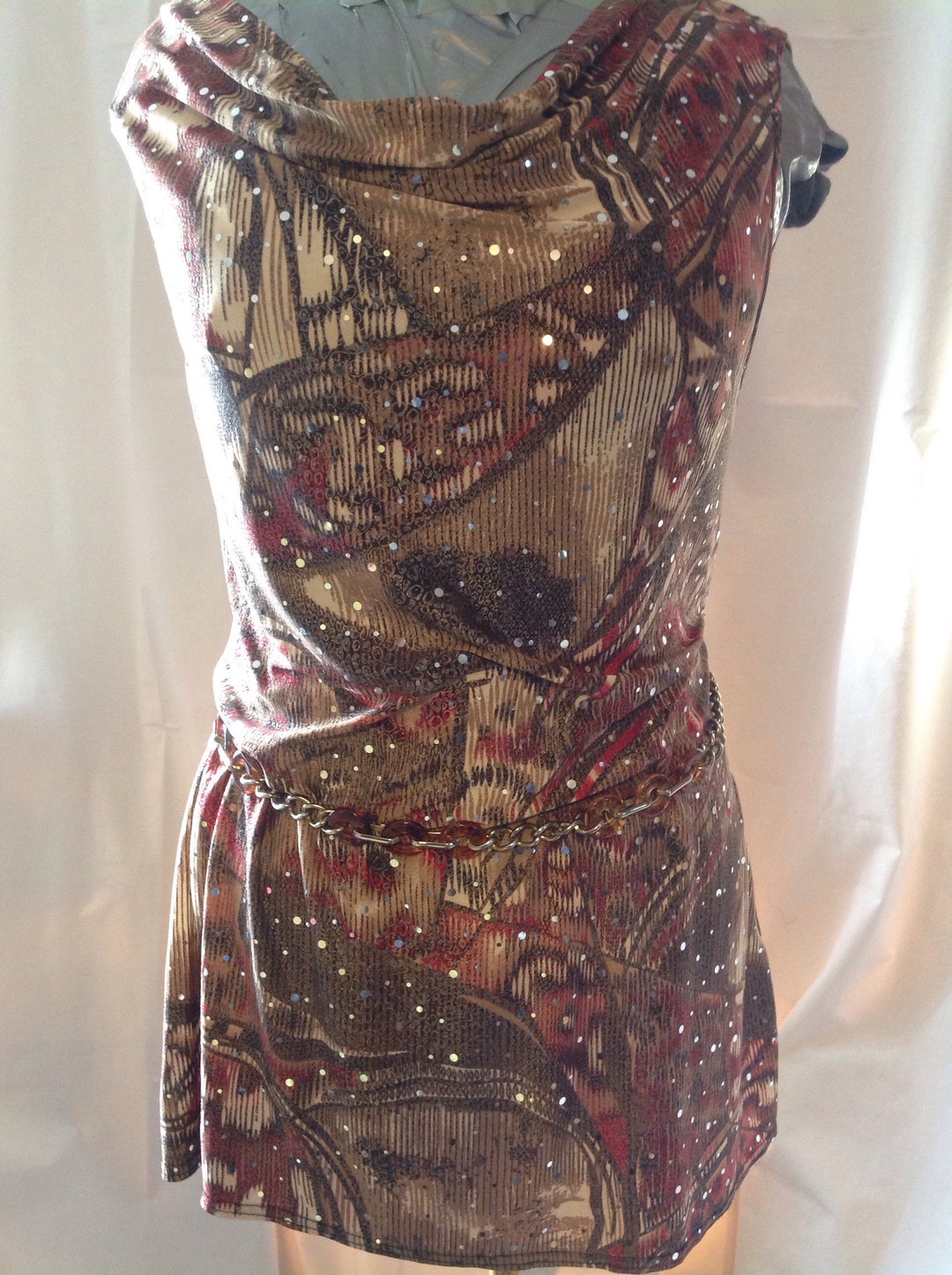 Tunic Mini Dress in Sequin Lamé Mod Disco Vintage Sz 10-12 CA/US - Etsy