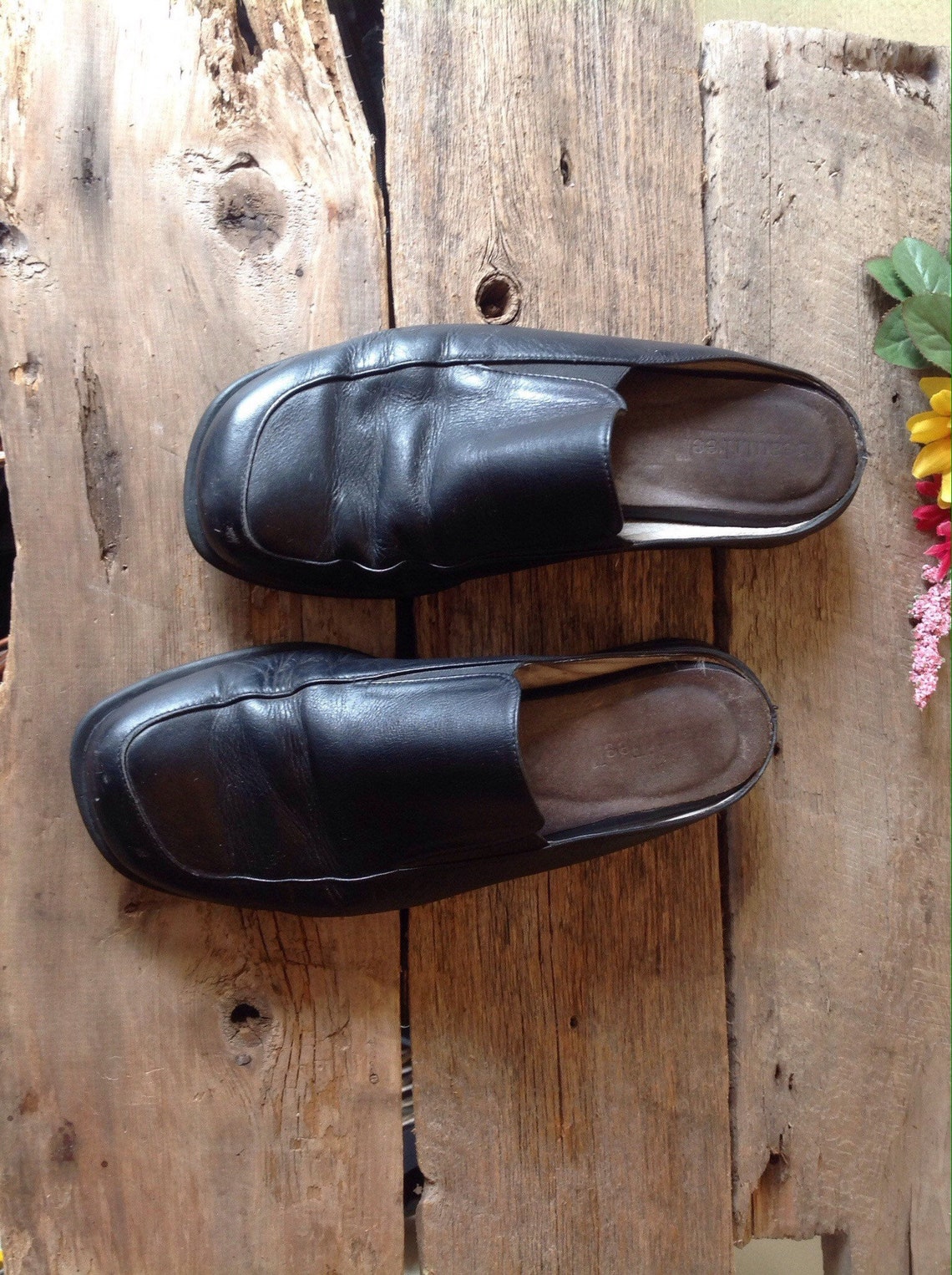 Vintage 90s/Mules leather Beautifeel®/Sz 37 EU/flat soles | Etsy