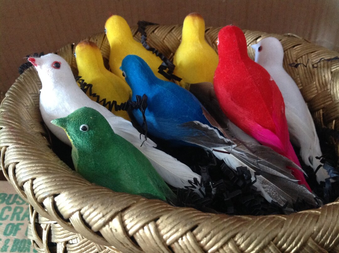 Vintage Flocked Birds 1960 - Etsy