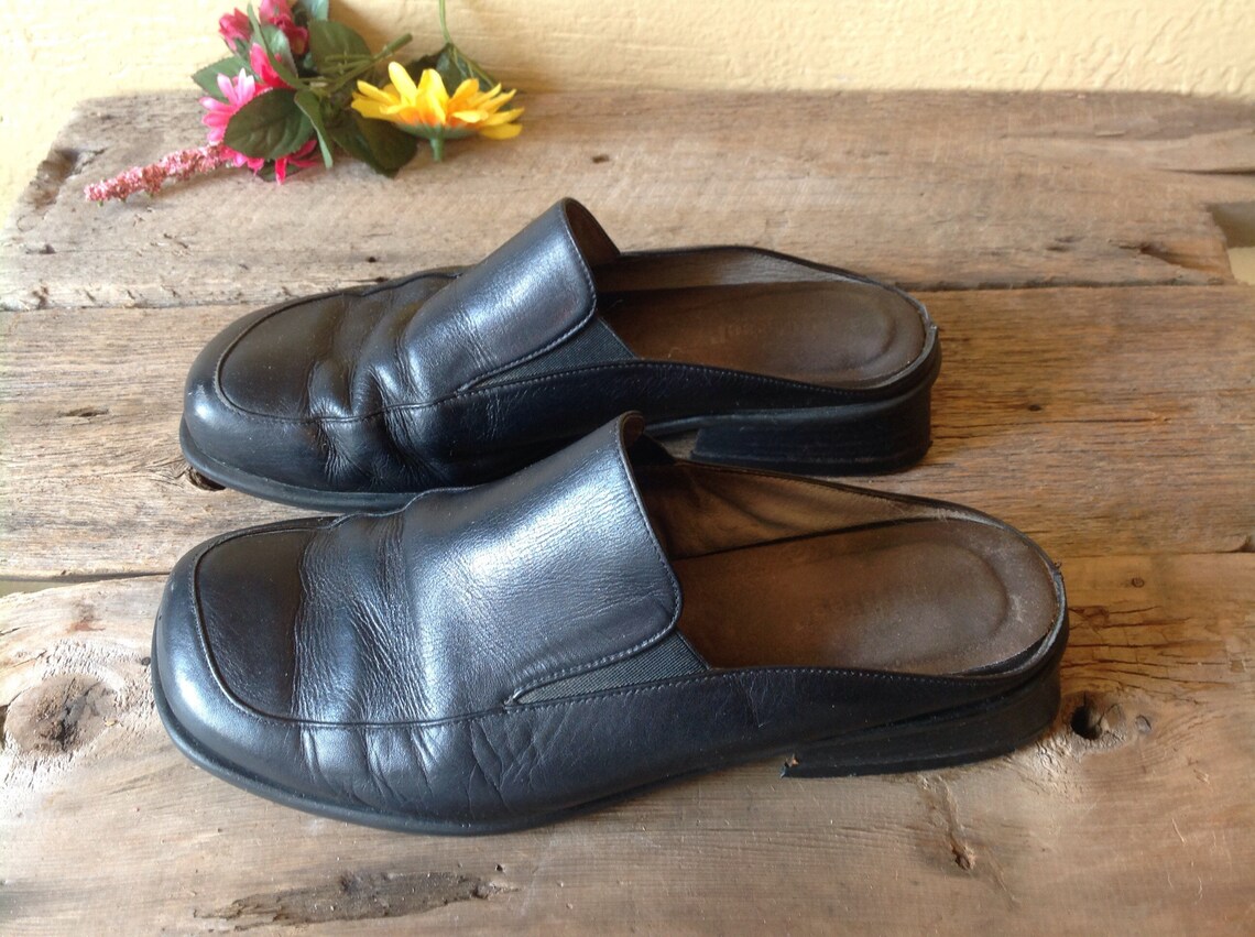 Vintage 90s/Mules leather Beautifeel®/Sz 37 EU/flat soles | Etsy