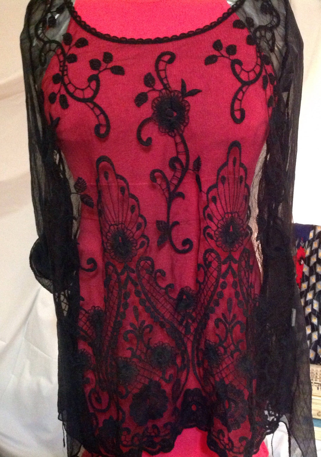 Tunique transparente pour femme en mousseline de soie brodée Made In ...