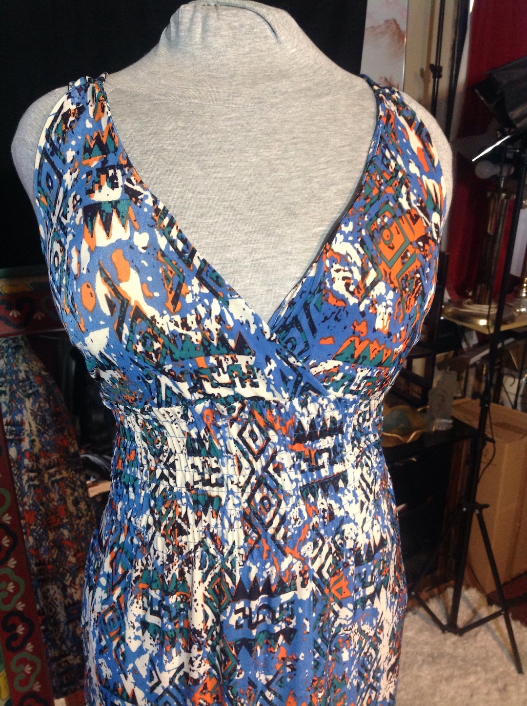 Vintage 1990s Boho Strappy V-neck Maxi Sun Dress - Etsy