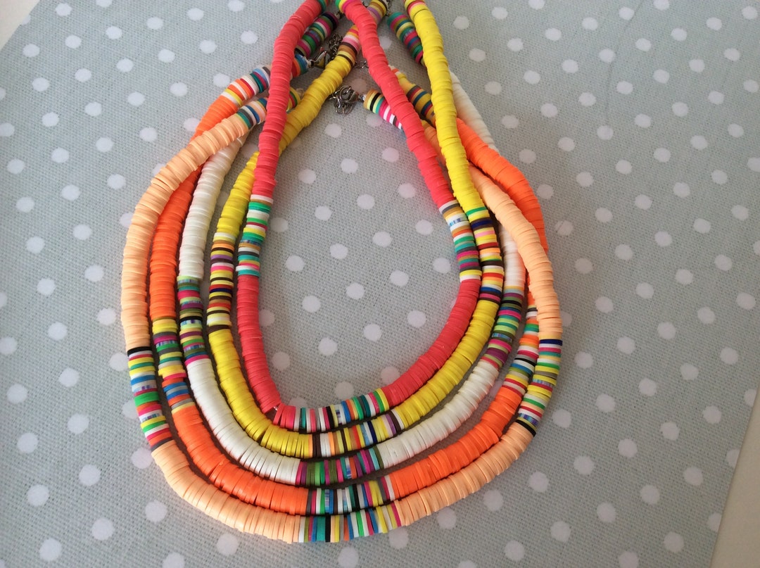 Collier heishi surfeur perle polymère acier inoxydable - Etsy France