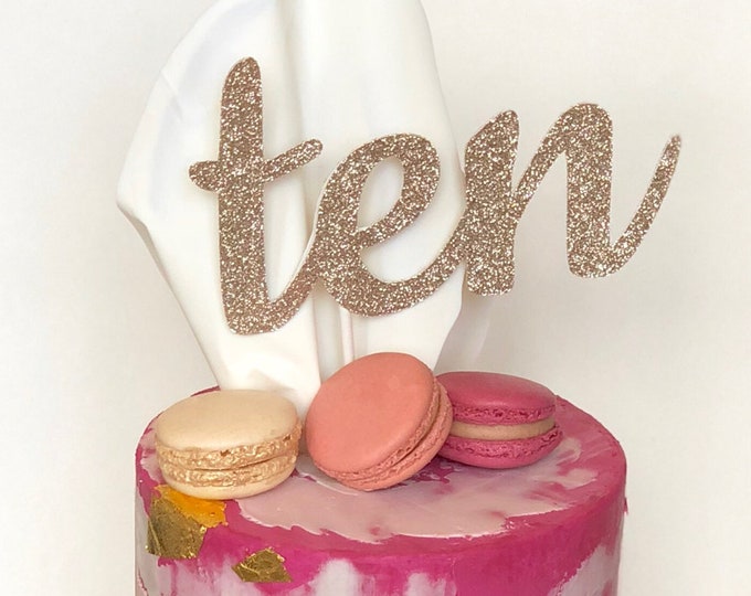 Ten Cake Topper Tenth Birthday Cake Topper Ten Birthday Decor Gold Cake ...
