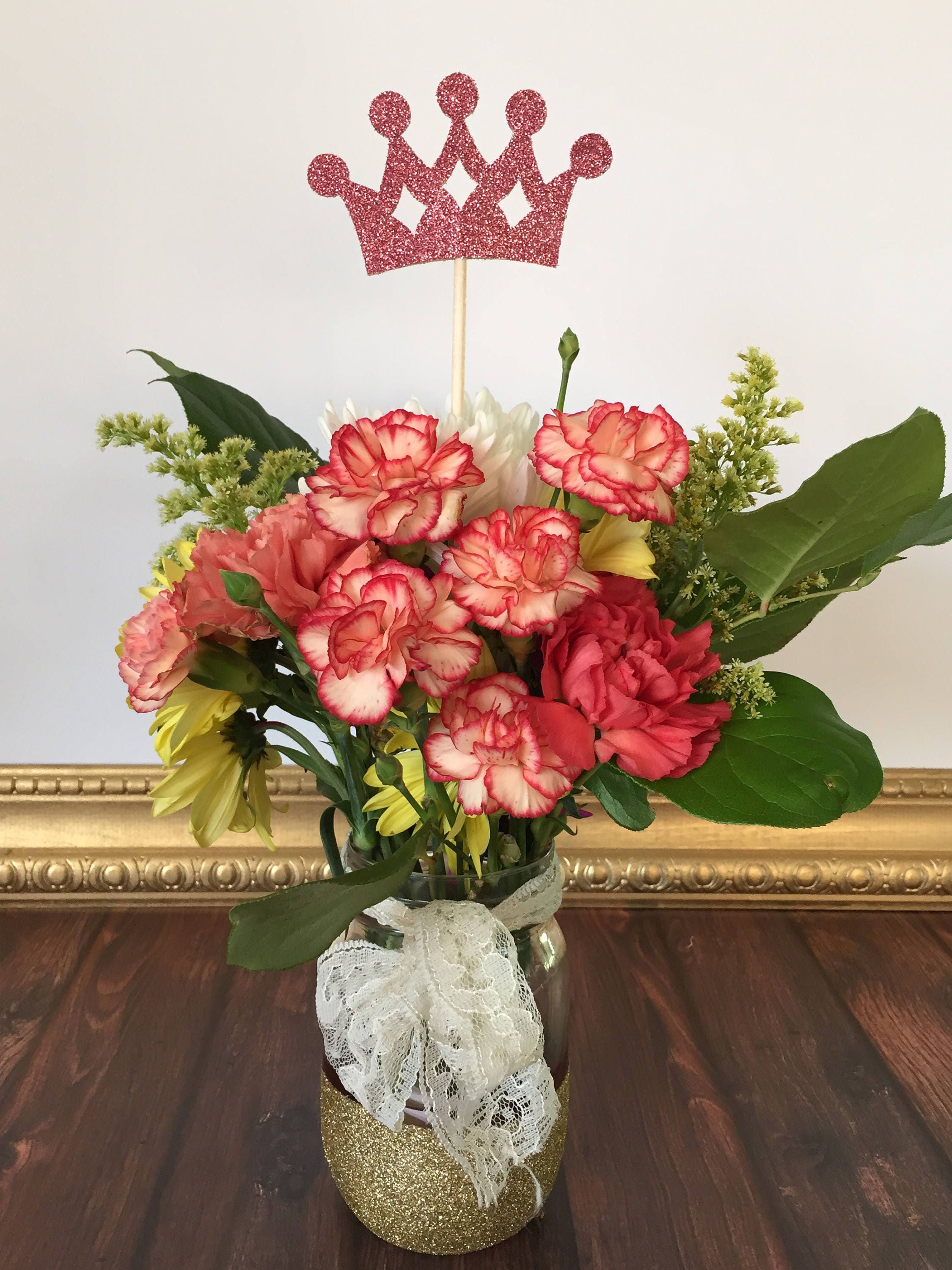 Crown Centerpiece Picks Glitter Crowns on a Stick Crown - Etsy