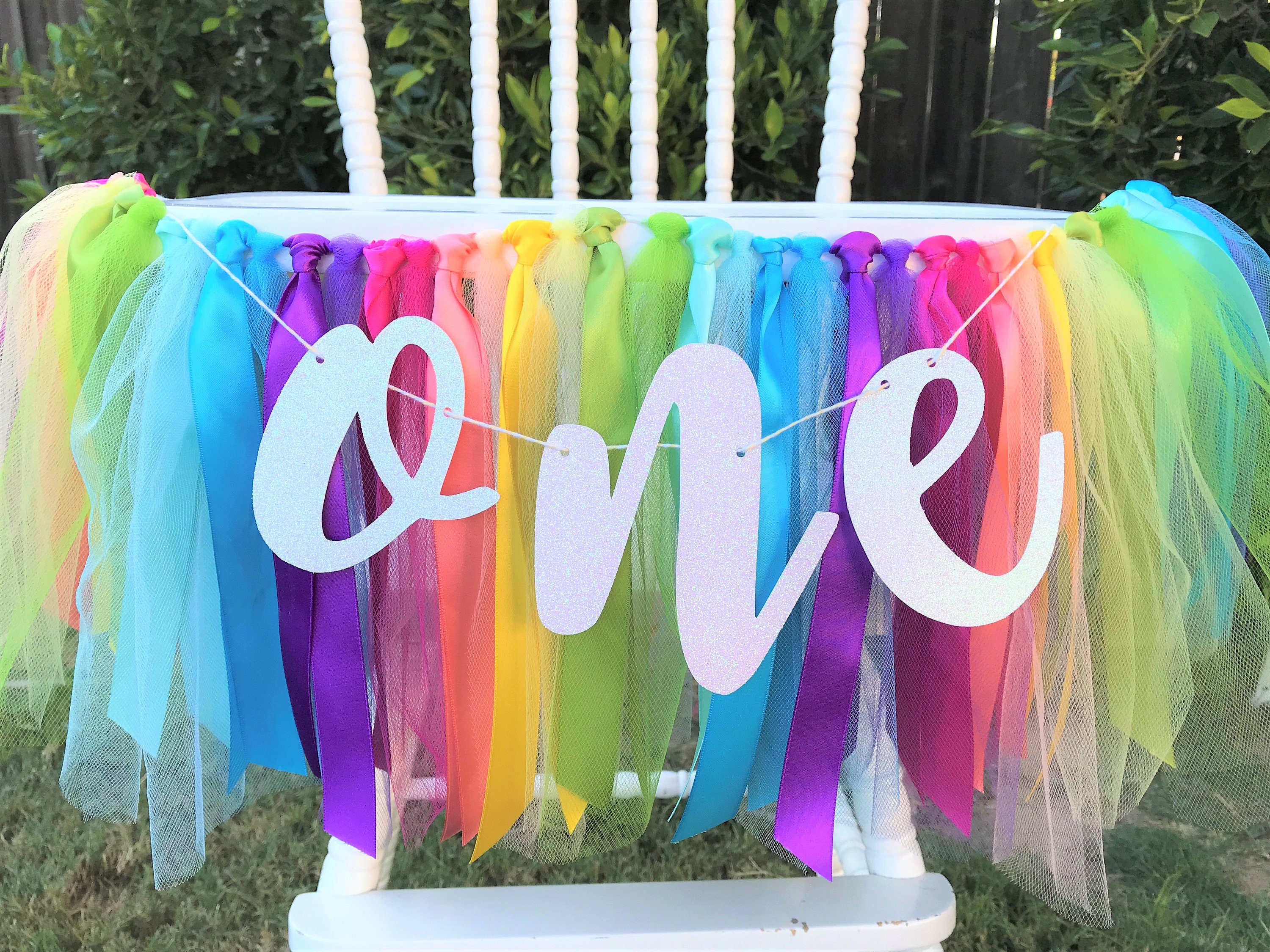 Rainbow High Chair Banner. First Birthday Banner. Smash Cake - Etsy