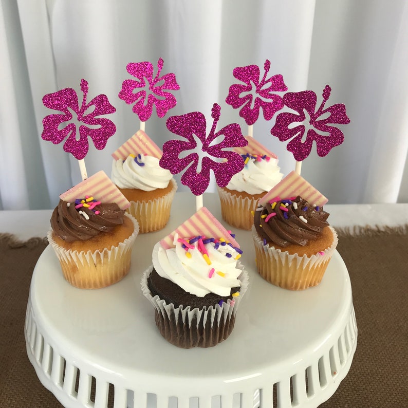 Hawaiian Cupcake Toppers Luau Cupcakes Hawaii Birthday - Etsy