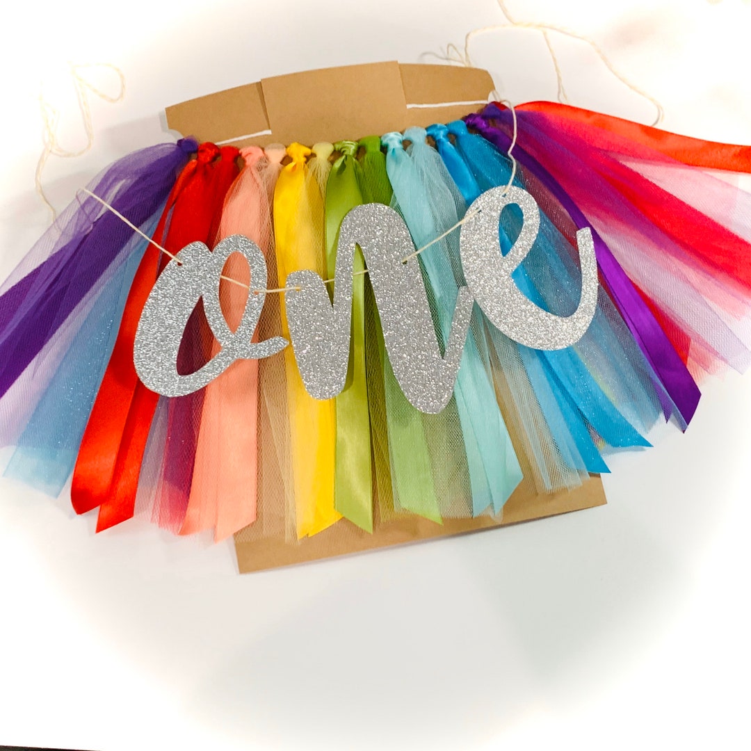 Rainbow High Chair Banner. First Birthday Banner. Smash Cake Photo Prop ...
