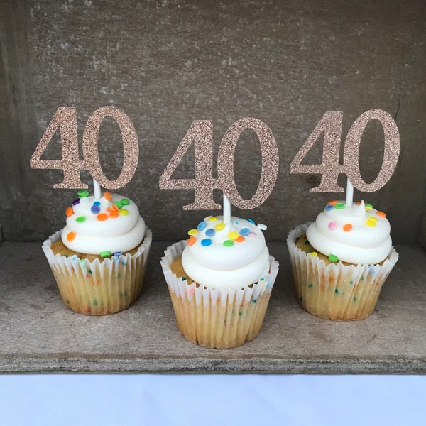 40th Cupcake Toppers - Etsy