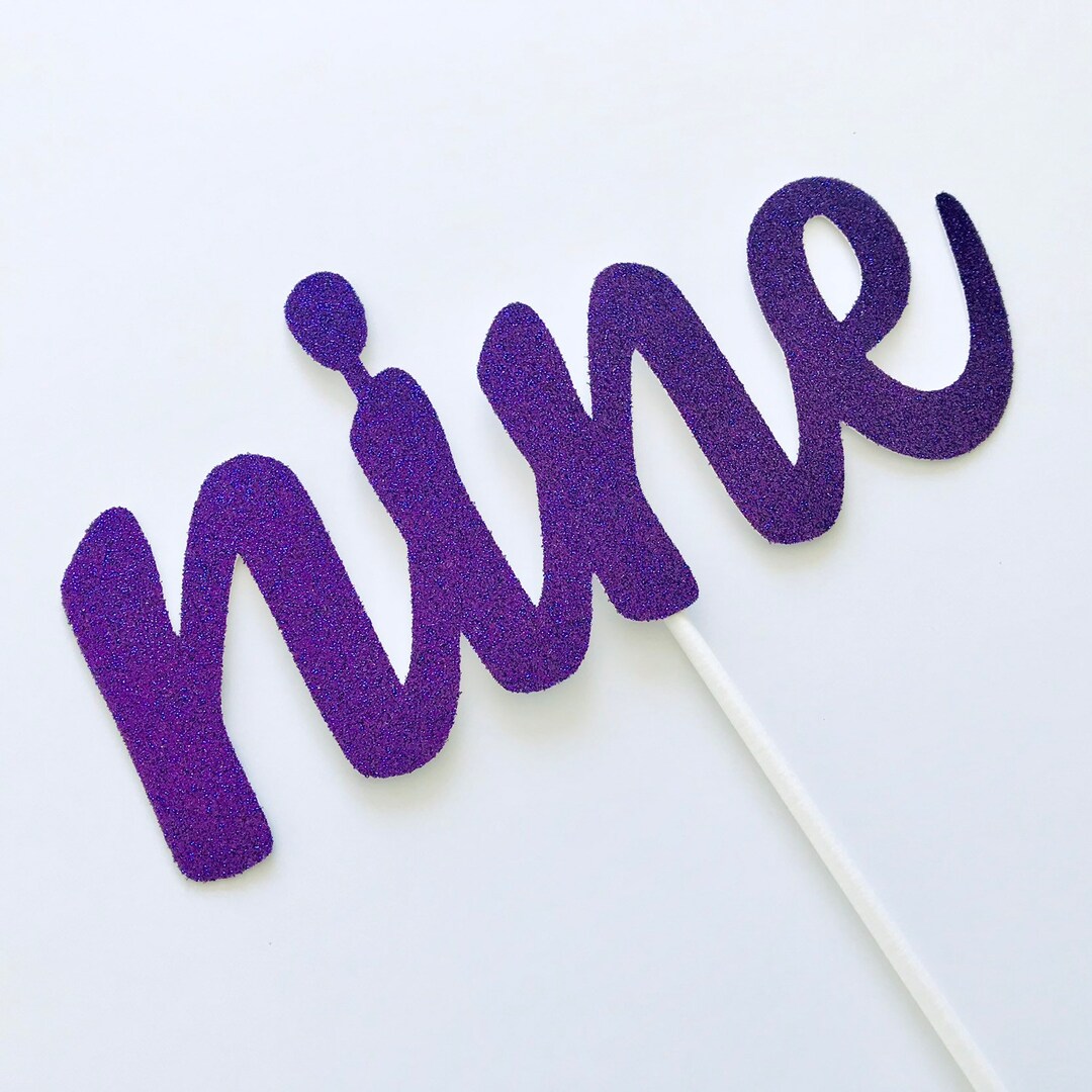 Nine Cake Topper. 9th Birthday Decorations. Glitter Number Nine. 9th ...