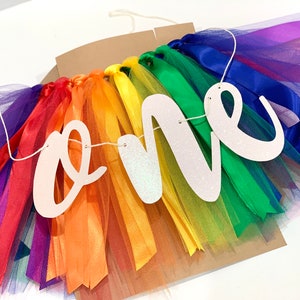 Rainbow High Chair Banner. First Birthday Banner. Smash Cake Photo Prop ...
