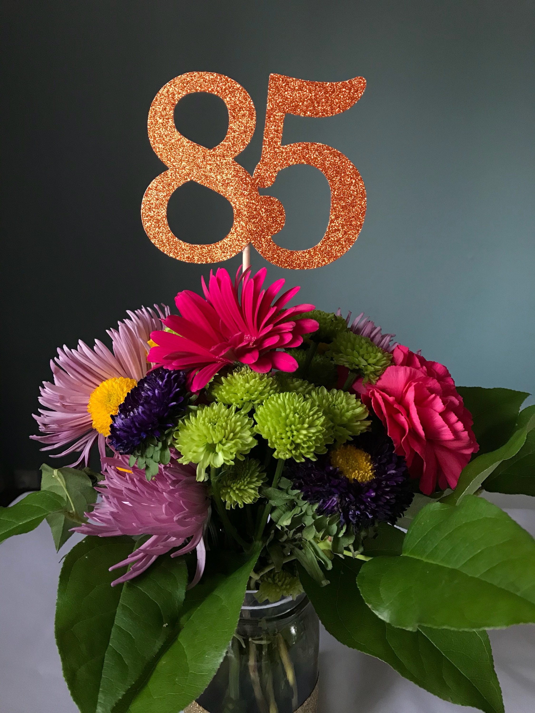 85 Centerpiece Picks Glitter Eighty Five on a Stick 85th - Etsy