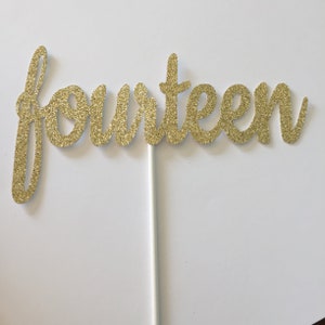 Fourteen Cake Topper, 14th Birthday Cake Topper, 14th Cake Topper, 14 ...