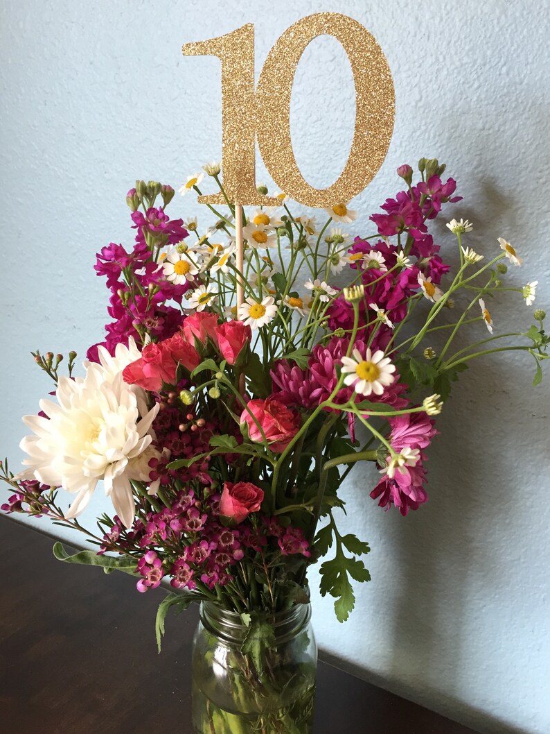 10 Centerpiece Picks 10th Birthday Decorations 10th Birthday - Etsy