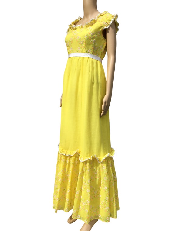 60s Sunshine Yellow Cottagecore Prairie Dress Size M … - Gem