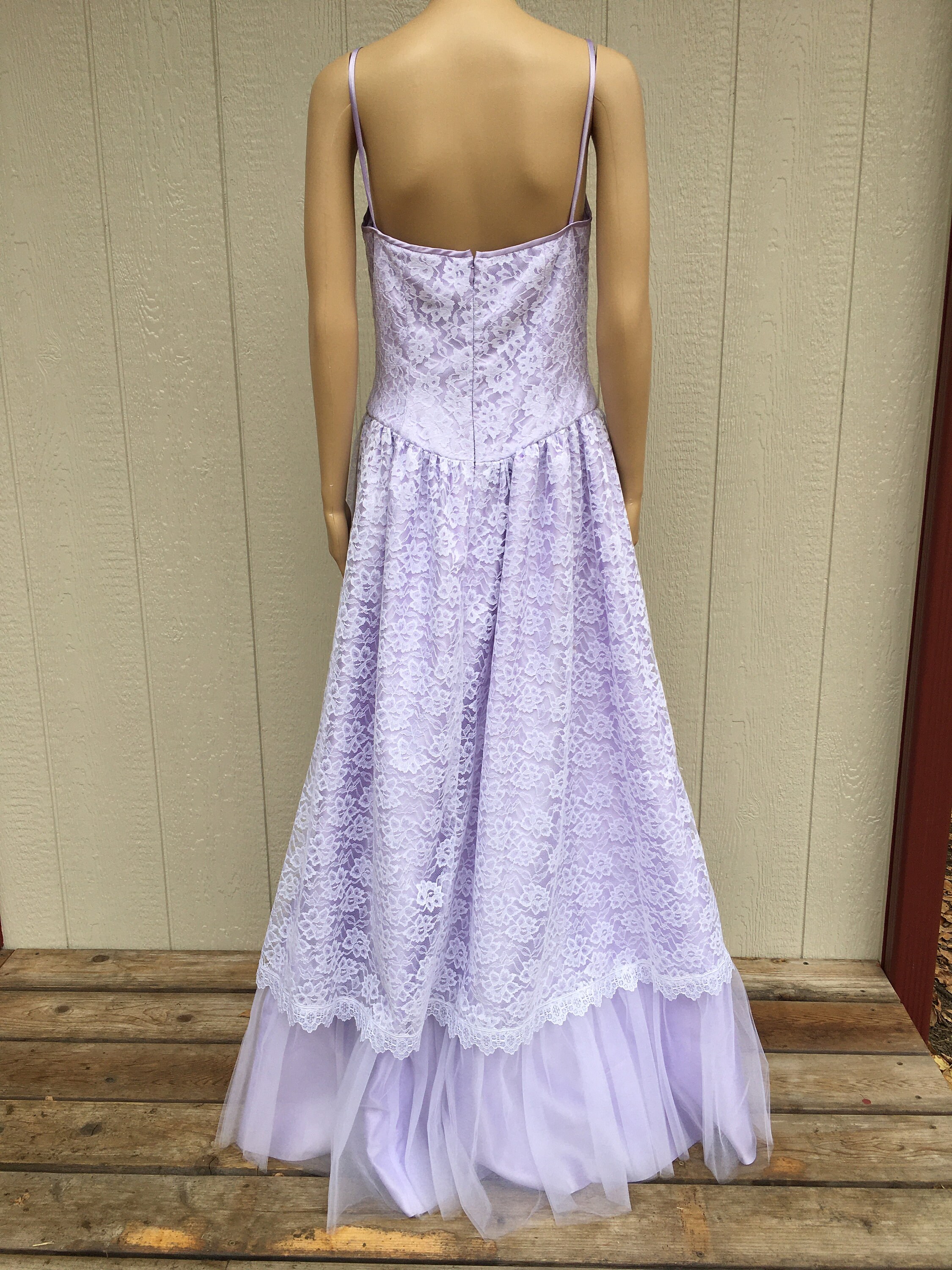 80s Cottagecore Purple Satin and White Lace Ball Gown Womens - Etsy