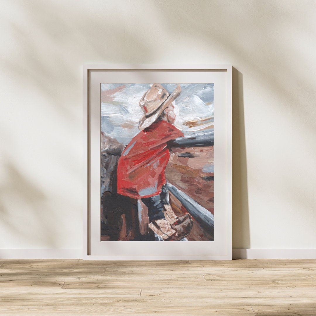 Tiny Cowboy I Art Print - Abstract Cowboy Art, Western Wall Art, Ranch ...