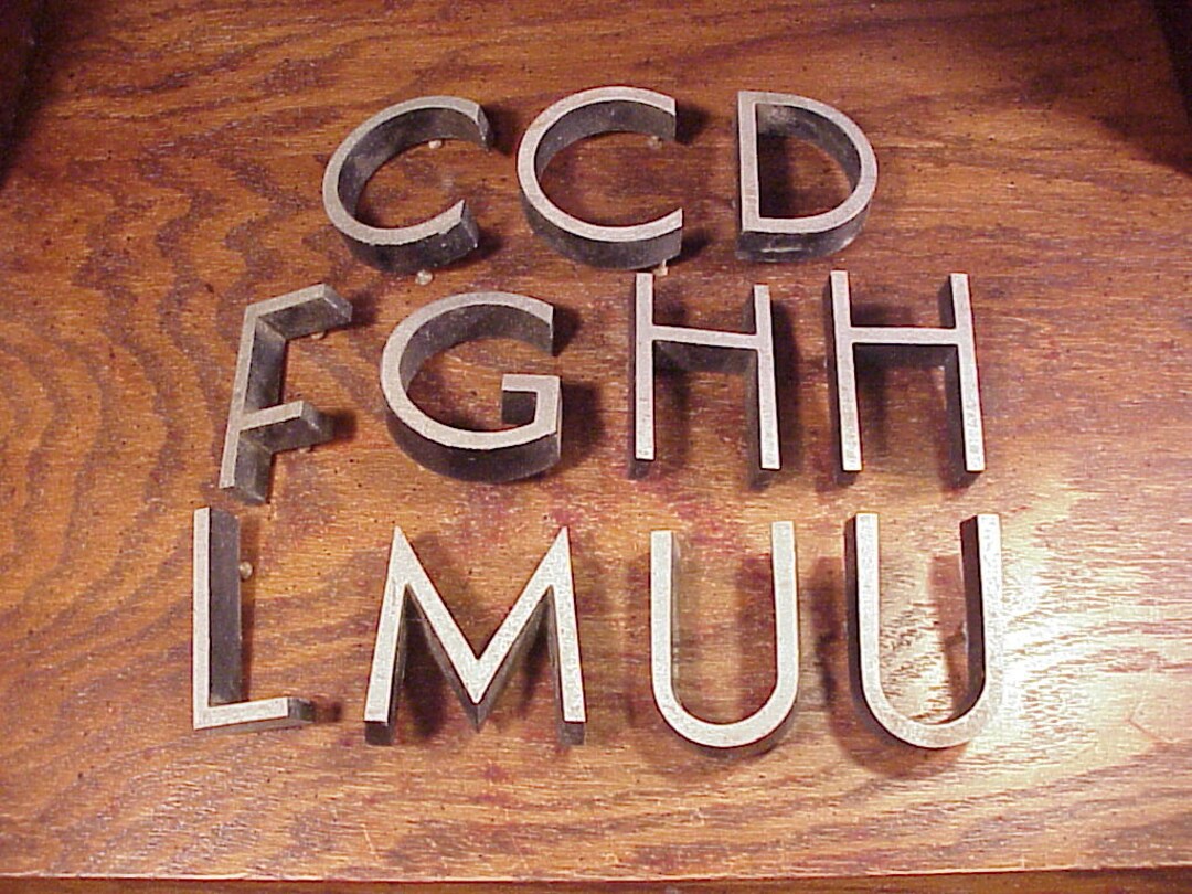 Vintage Art Deco Outside Letter Signs, Dull Silver and Black, 3 Inches ...