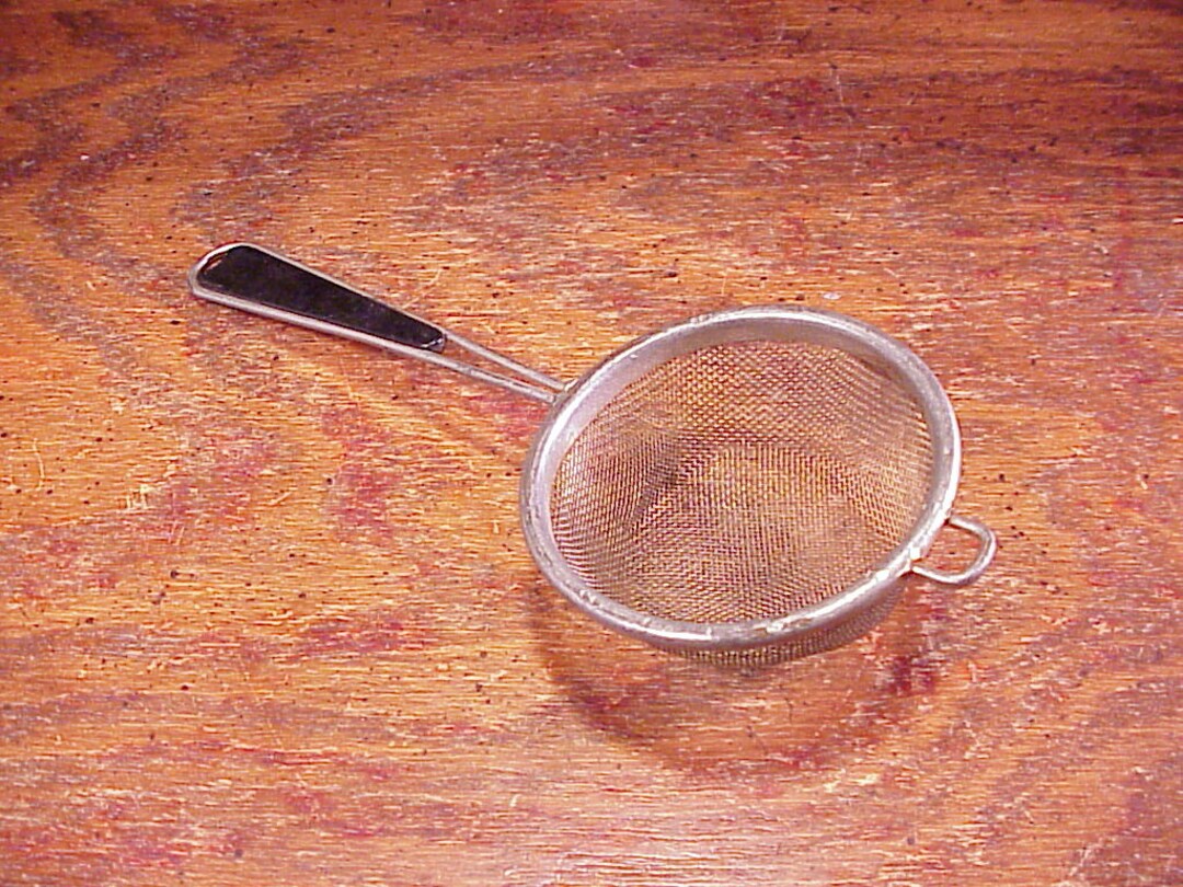 Vintage Rustic Hand Held Small Strainer, 2 5/8 Inch Diameter, With ...