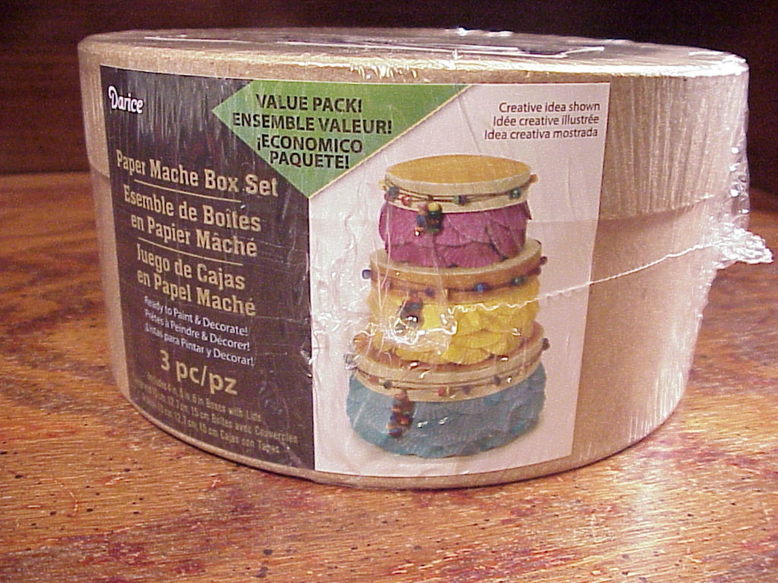Darice 3 Piece Set of Small Round Nesting Paper Mache Boxes, With 4, 5 ...