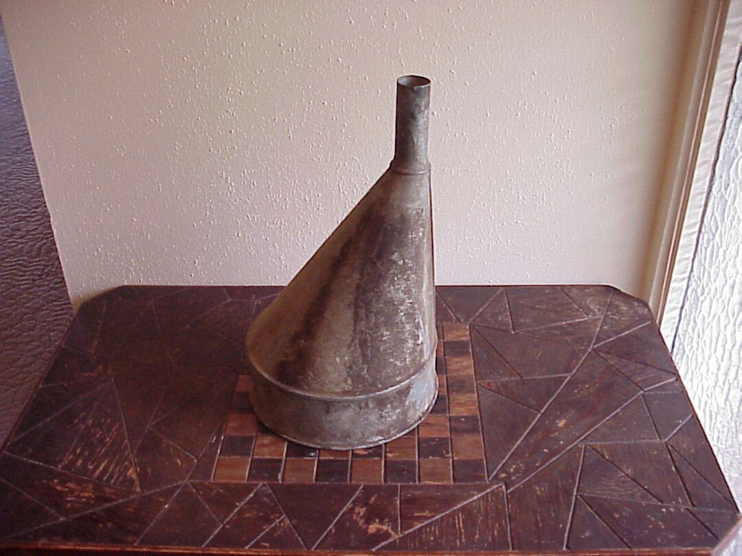 Vintage Rustic Farm Offset Galvanized Metal Funnel, 14 1/2 Inches Long ...