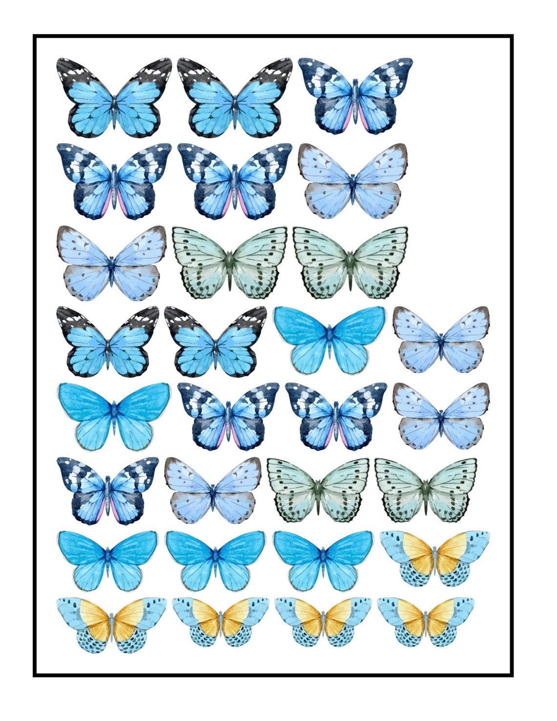 Edible Pre-cut Wafer Butterfly - Blue - Etsy