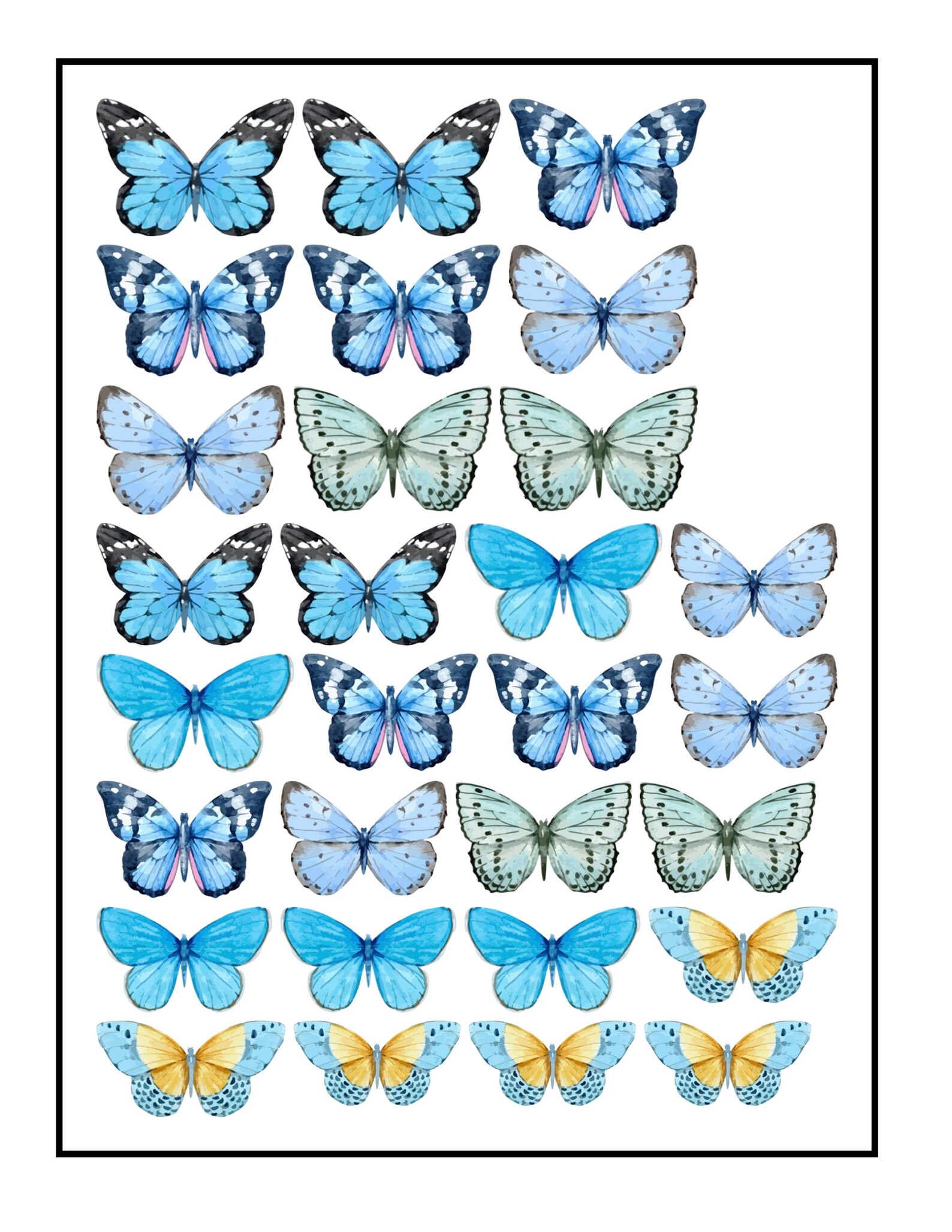Edible Pre-cut Wafer Butterfly - Blue - Etsy