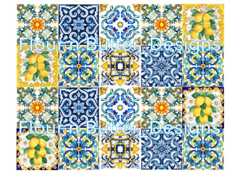 Pre Cut Sicilian Mediterranean Lemon Mediterranean Greek Tile Pattern ...