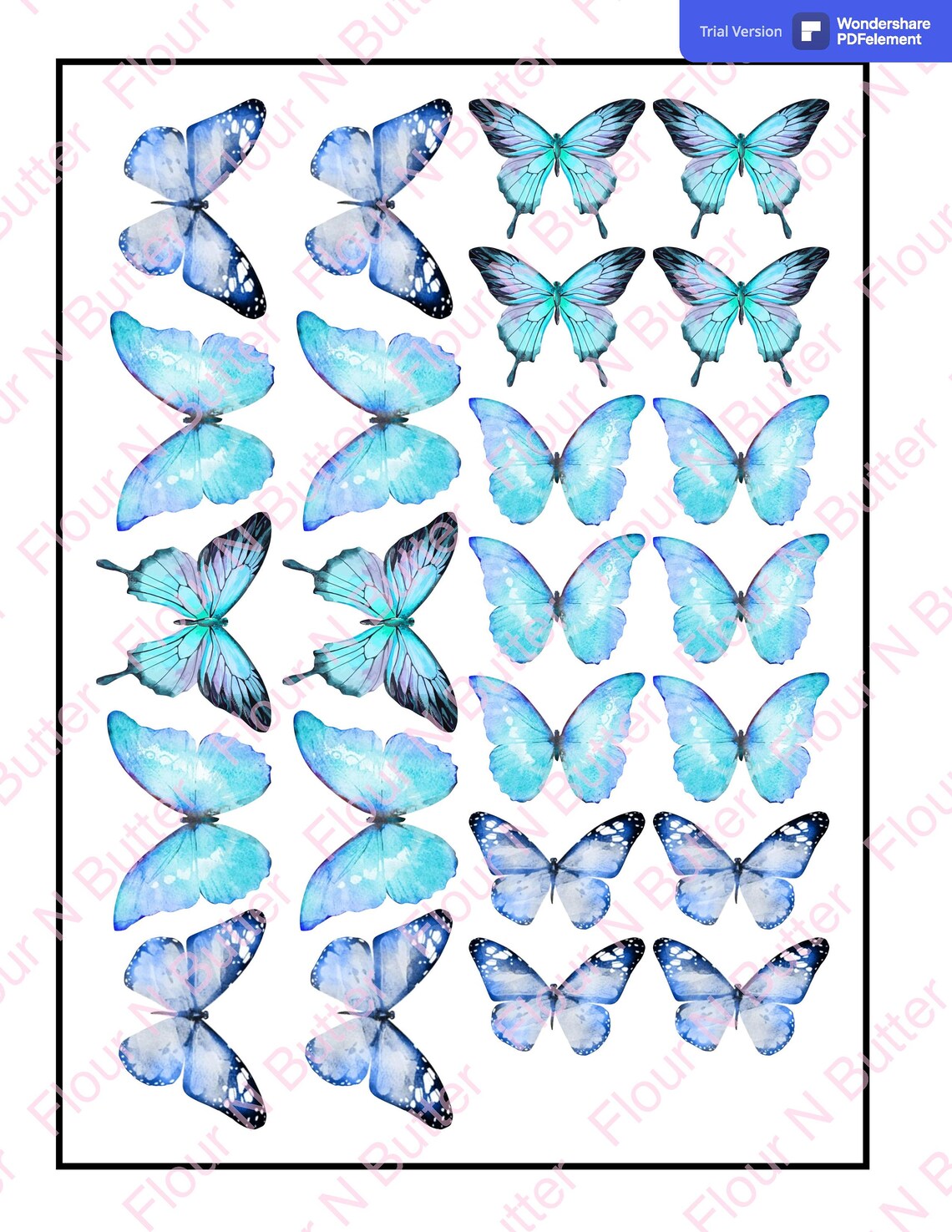 Edible Pre-cut Wafer Butterfly - Watercolor Wafer Butterfly Blue - Etsy