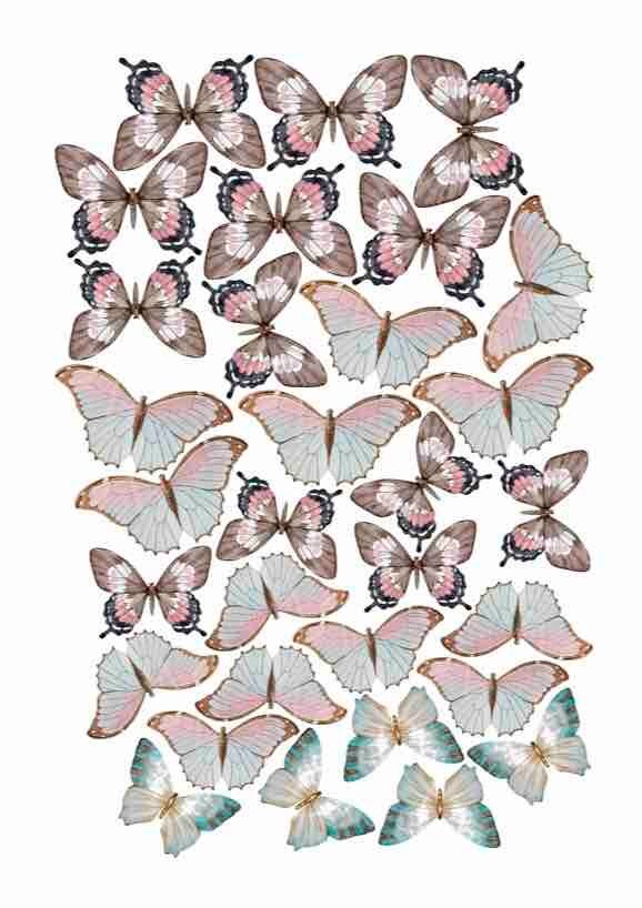 Edible Pre-cut Wafer Butterfly - Pack of 31pcs 4-6cm Vintage Edible ...
