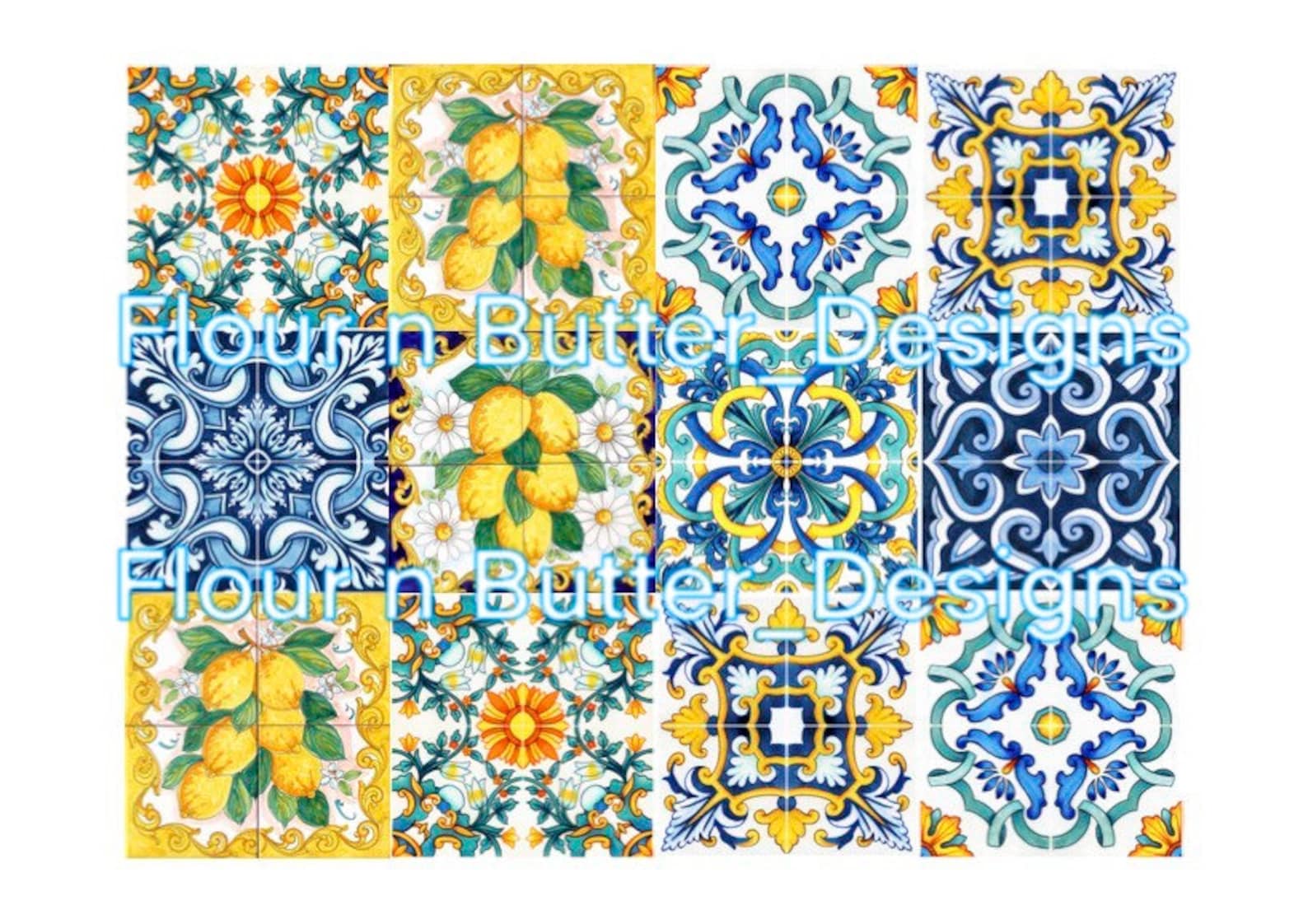 Pre Cut Sicilian Mediterranean Lemon Mediterranean Greek Tile Pattern ...