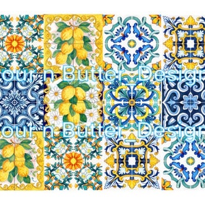 Pre Cut Sicilian Mediterranean Lemon Mediterranean Greek Tile Pattern ...