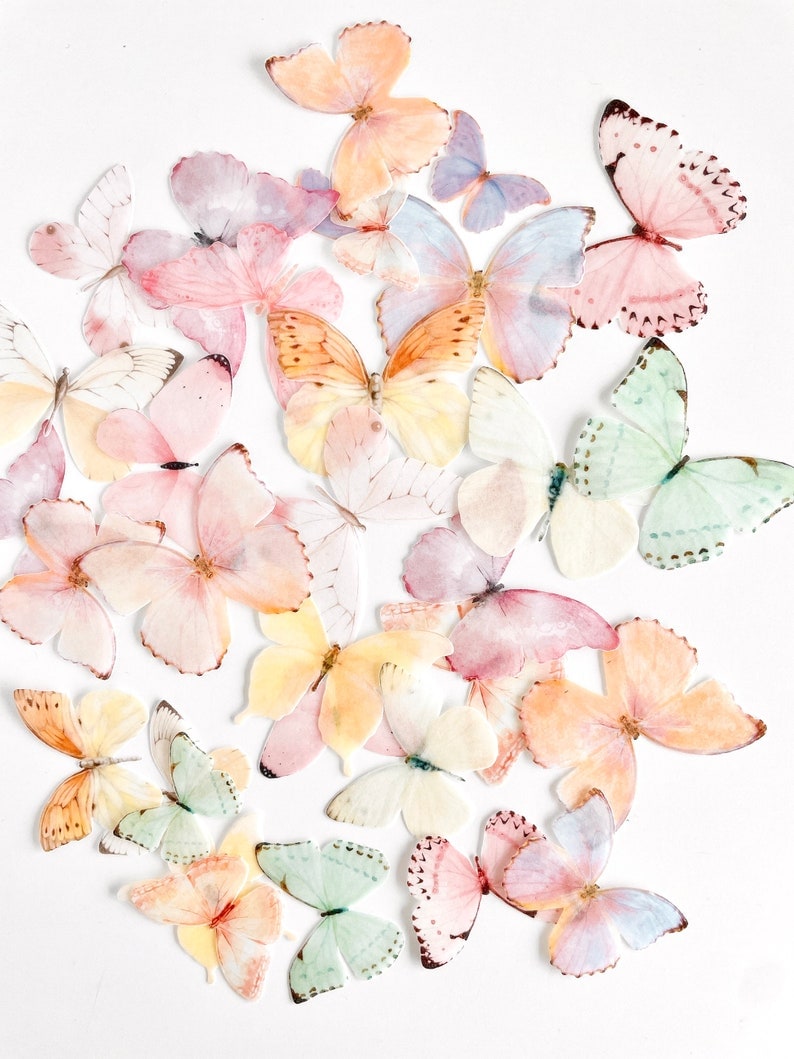 Pack Of 32 3 5cm Pre Cut Edible Wafer Paper Butterfly Etsy