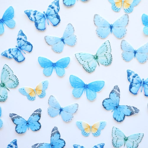 Cakeshop 12 X PRE-CUT Blue Butterfly Edible Cake Toppers BT065 - Etsy