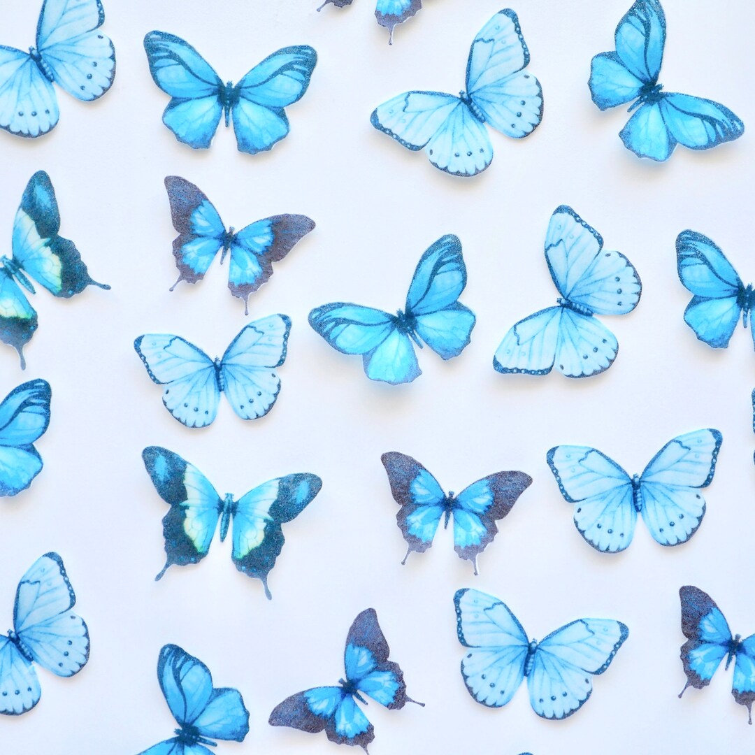 Edible Pre-cut Wafer Butterfly - Dark Blue - Etsy