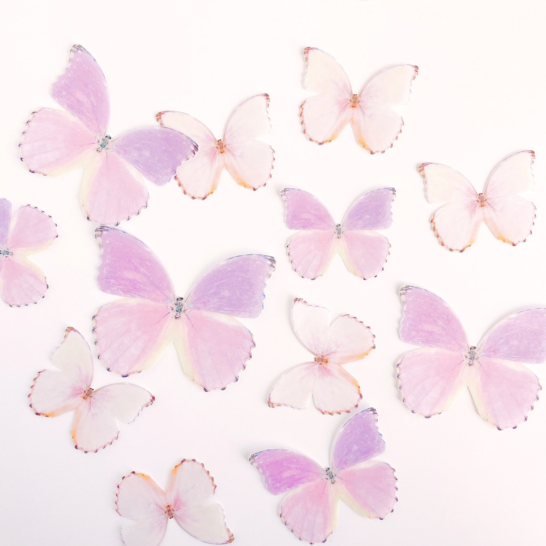 Edible Pre-cut Wafer Butterfly - Purple and Peach Edible Wafer ...