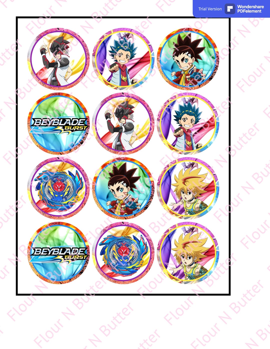 Pre Cut Beyblades Burst Cupcake Topper Edible Image - Etsy